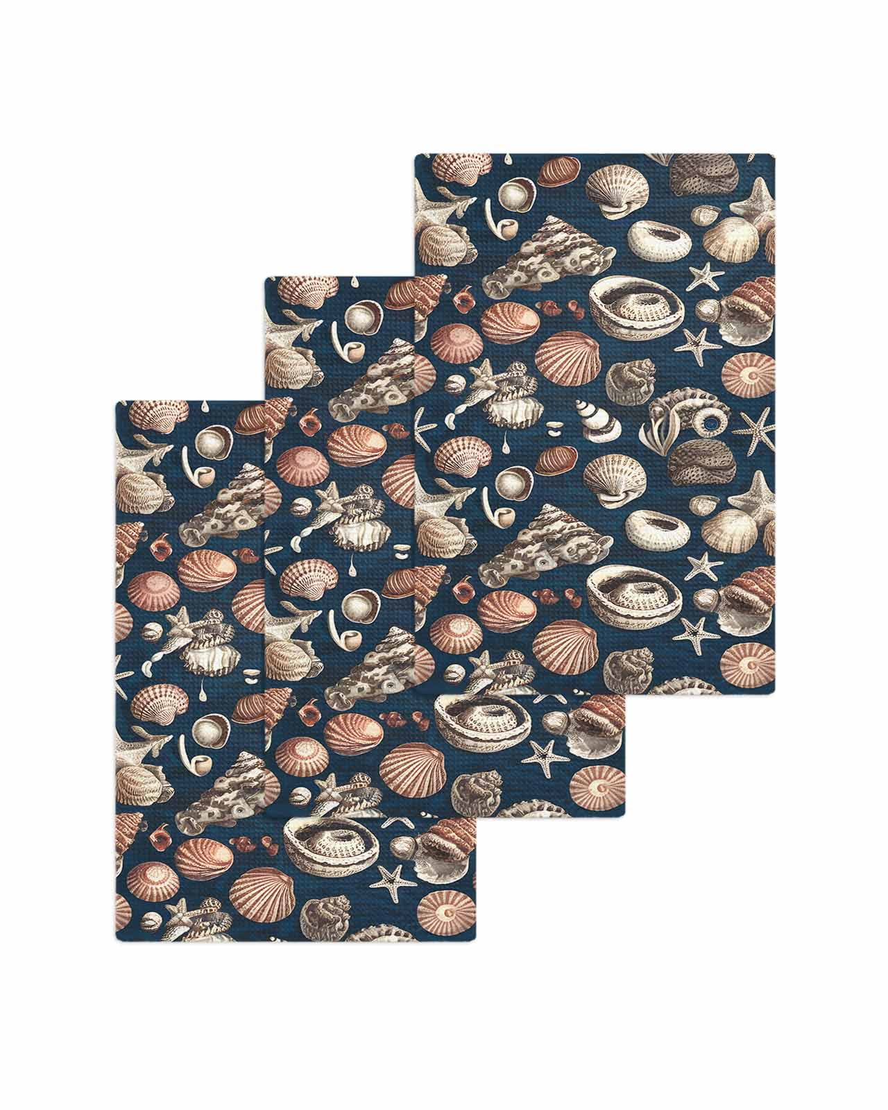 Coastal Shell Starfish Kitchen Dish Towels for Drying Dishes Set of 3 ...