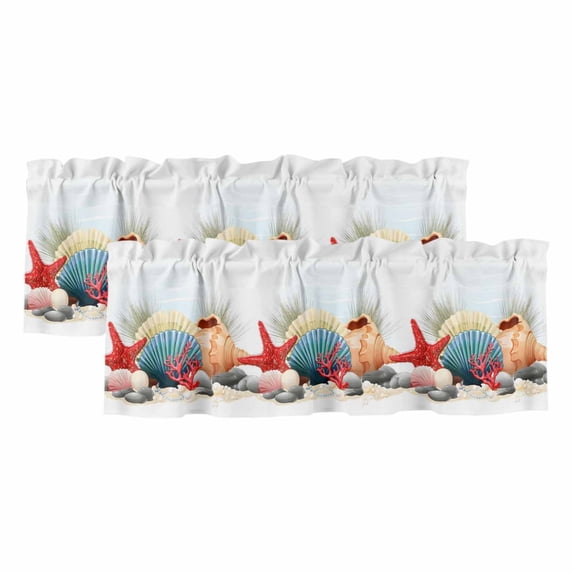 Coastal Shell Valances for Windows, Decorative Rod Pocket Window ...