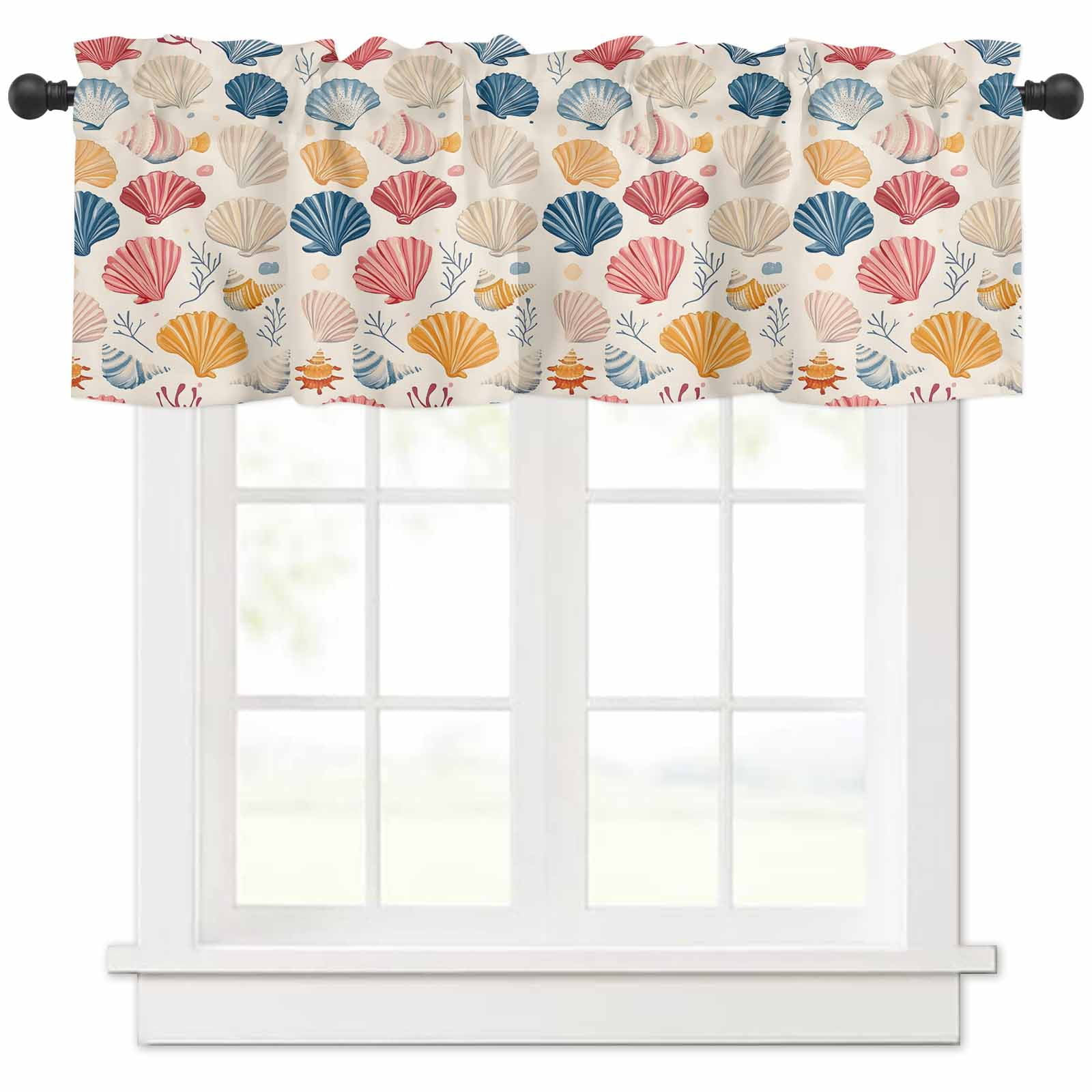 Coastal Shell Valances for Windows Farmhouse Kitchen Curtains Valances ...