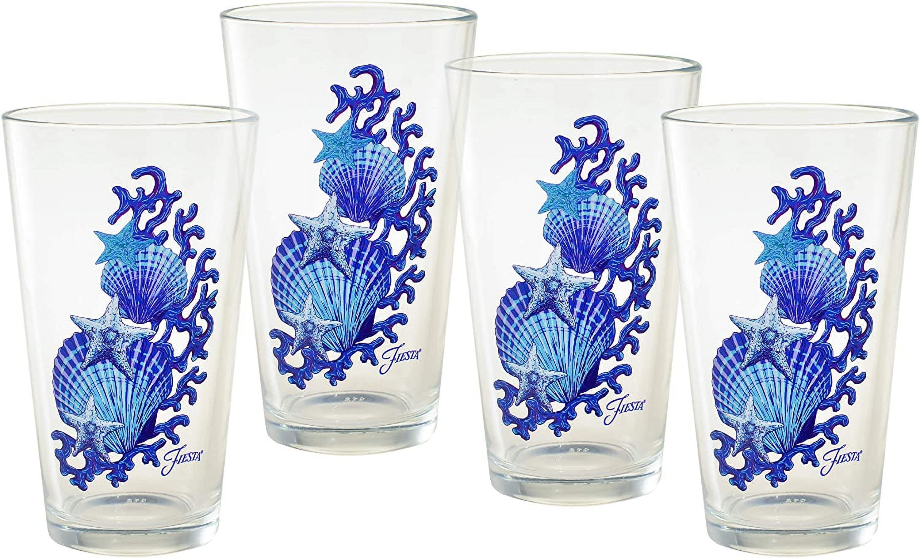 Coastal Shells 16-Ounce Tapered Cooler Glass (Set of 4) (Clear ...