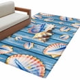 Coastal Shells Area Rug 3x5 Washable Rug Non Slip Summer Ocean Waves ...