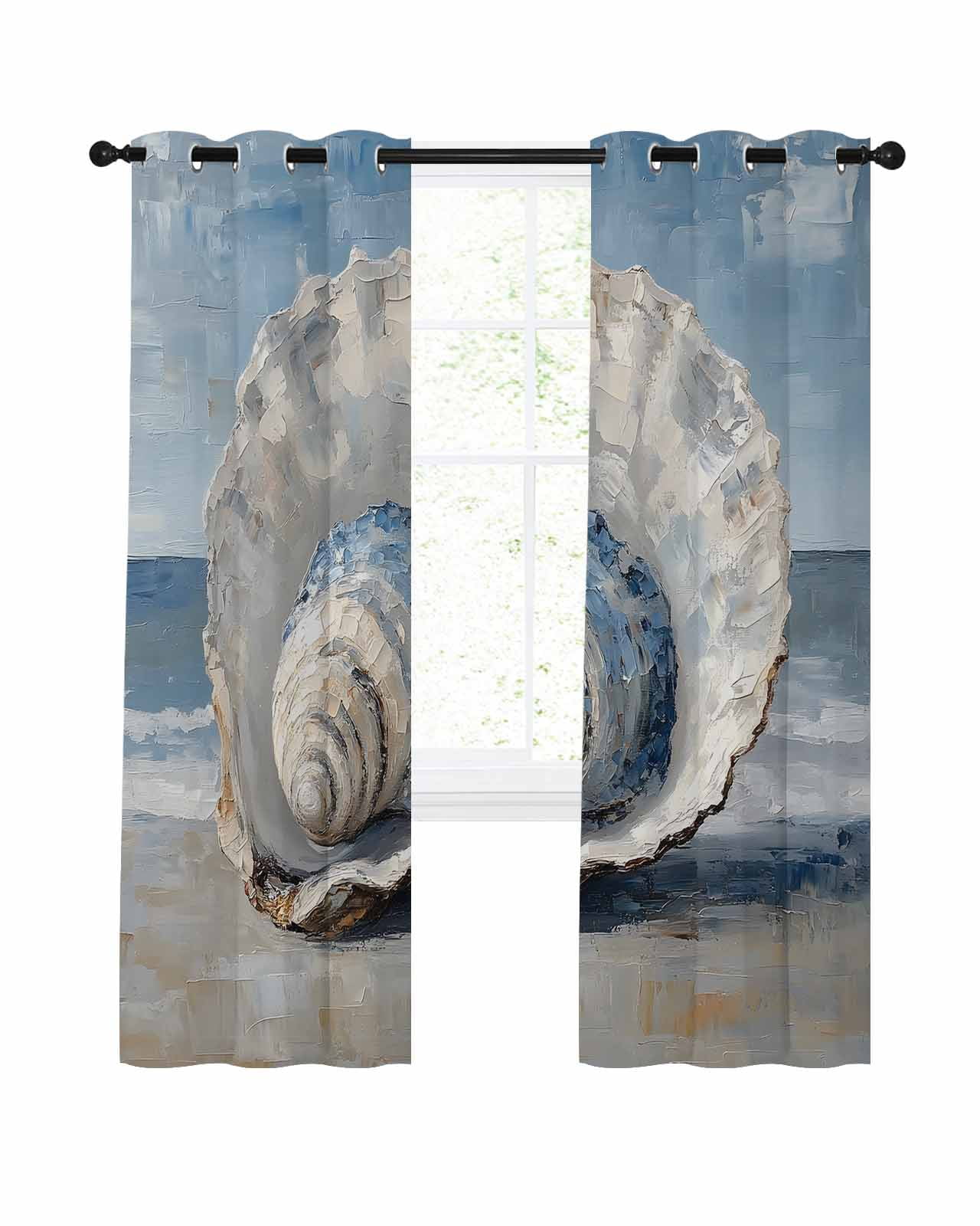 Coastal Shells Blackout Curtains 72 Inches Length, Modern Abstract ...