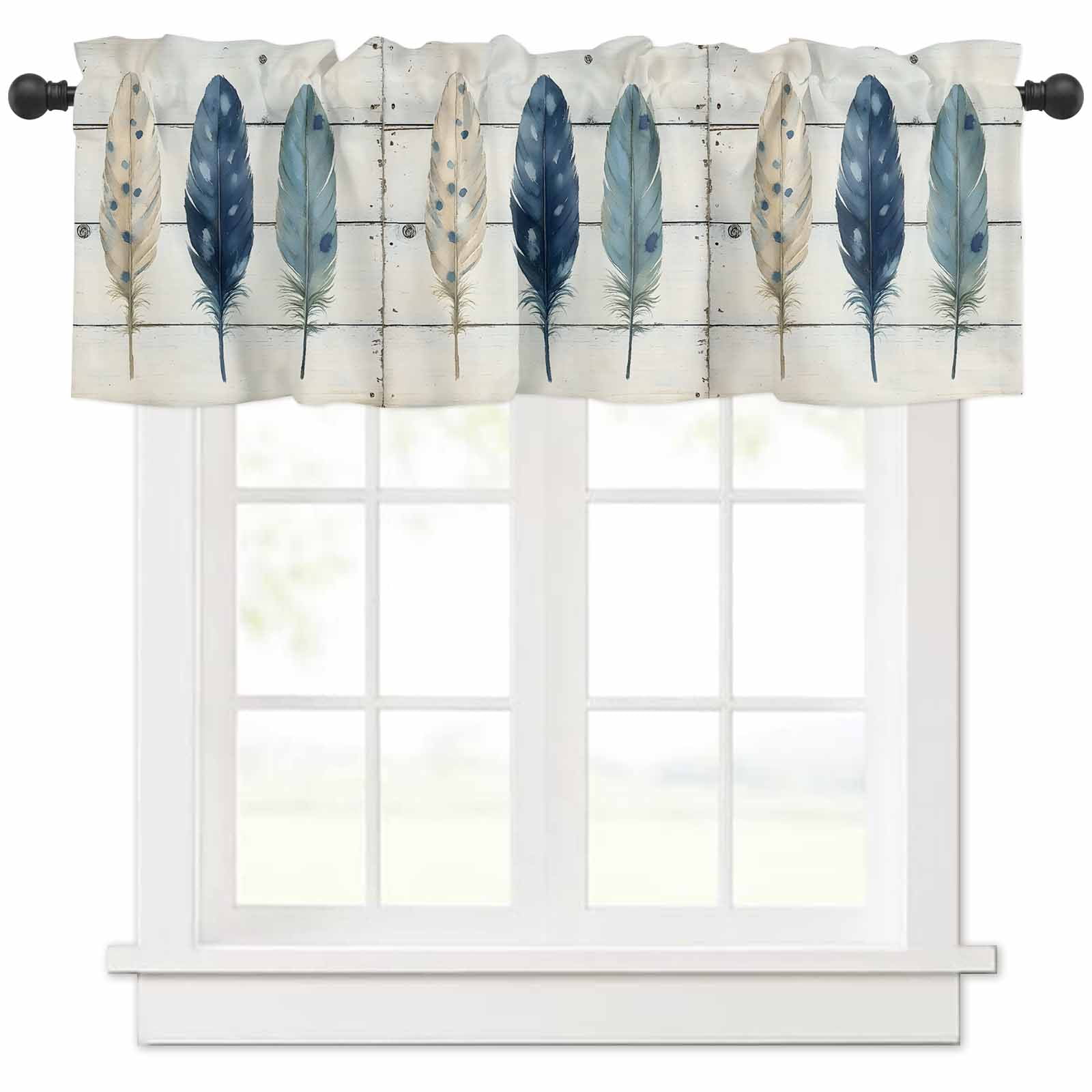 Coastal Shells Valances for Windows Farmhouse Kitchen Curtains Valances ...