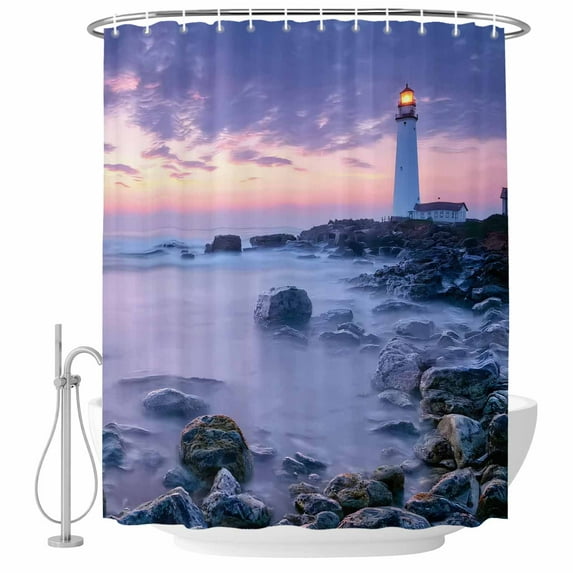 Coastal Shower Curtain Set - 48" x 72" Washable Bathtub Curtain with 12 ...