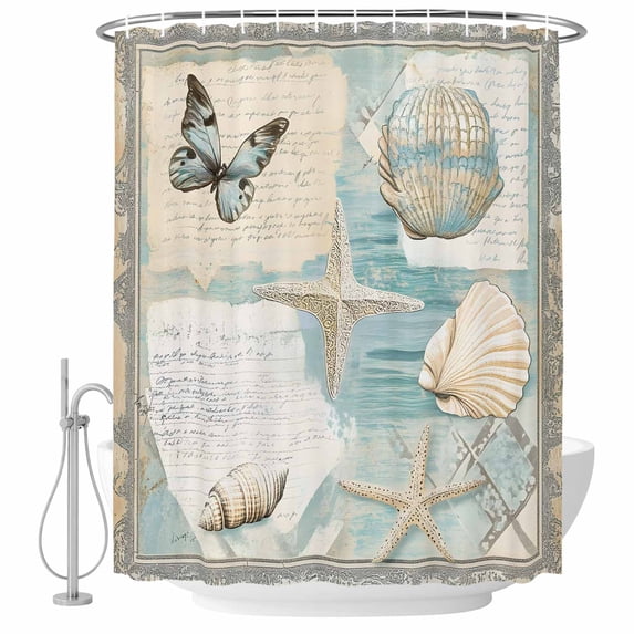 Coastal Shower Curtain Set - Small 36" x 72" Washable Bathtub Curtain ...
