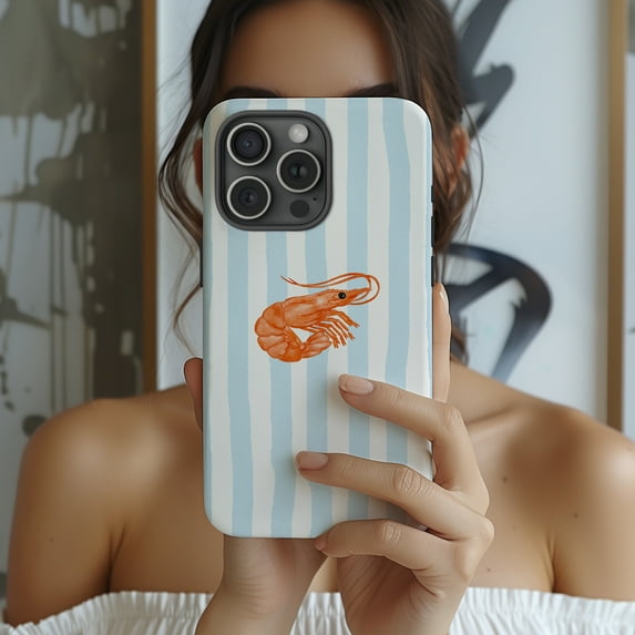 Coastal Shrimp Stripes Nautical Summer Design for iPhone 17 to 11 Pro ...