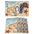 Coastal Slippers Placemats Set of 2, Beach Starfish Shell Conch ...