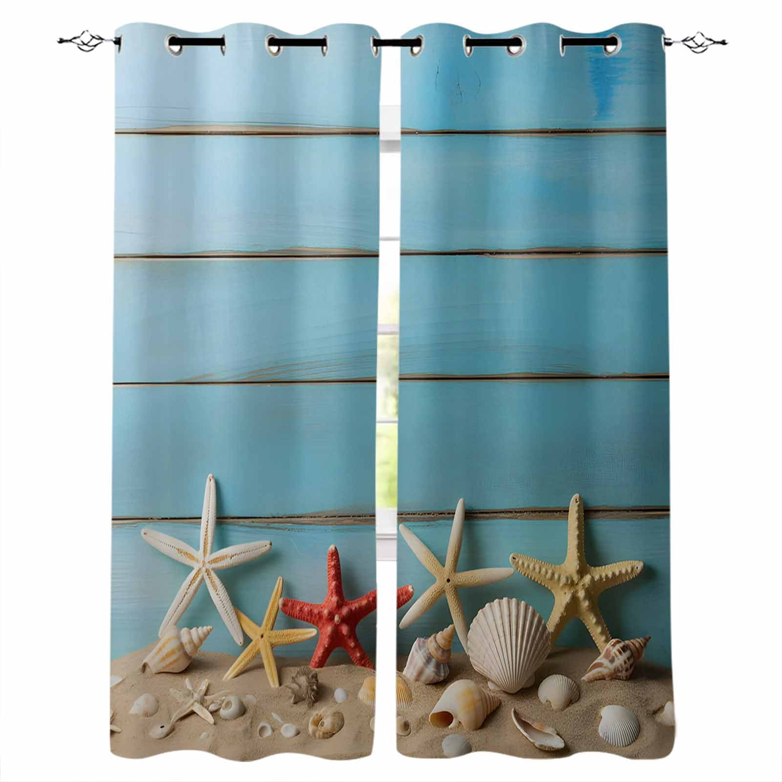 Coastal Starfish Blackout Curtains for Bedroom Living Room Darkening ...