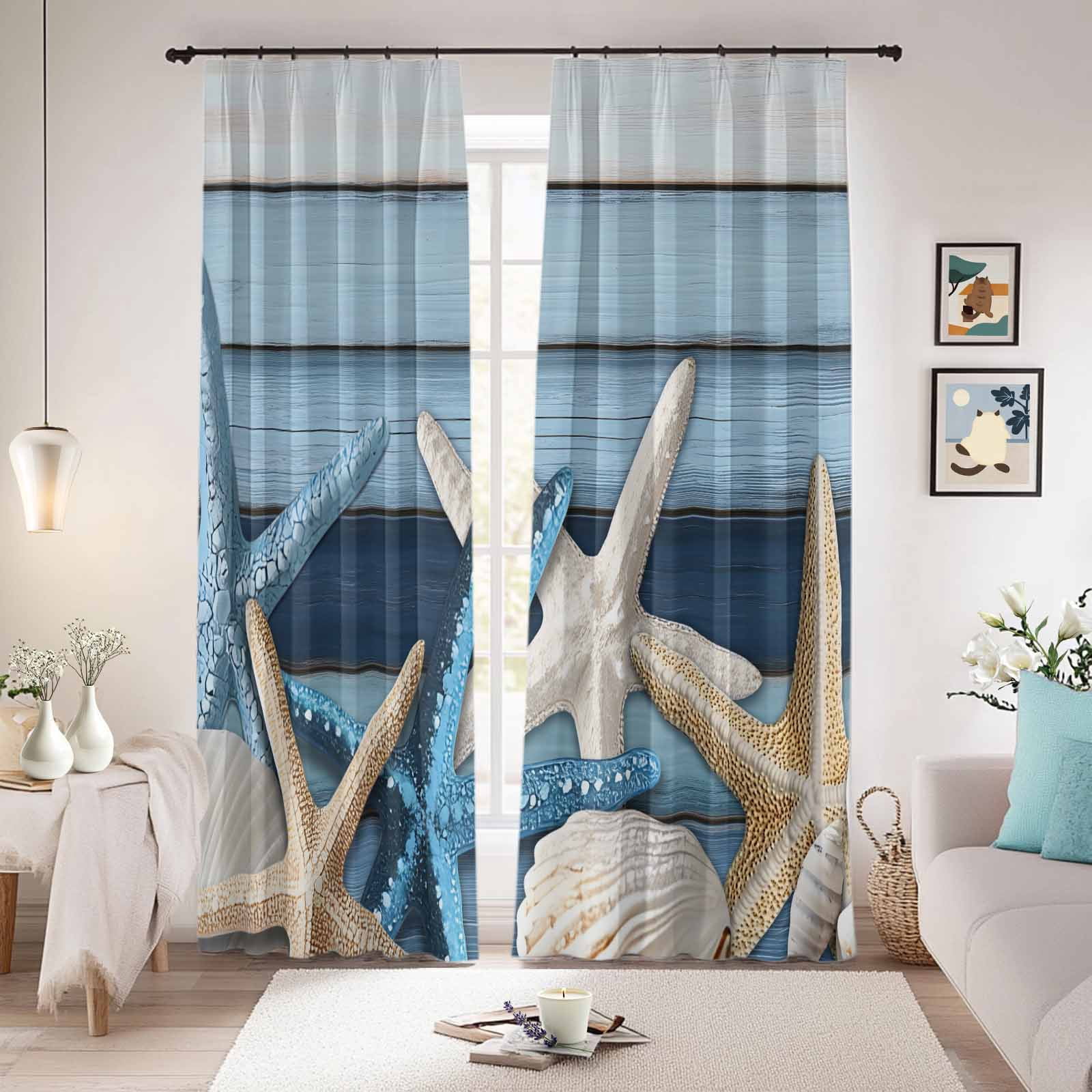Coastal Starfish Blackout Curtains for Bedroom/Living Room, Pinch ...