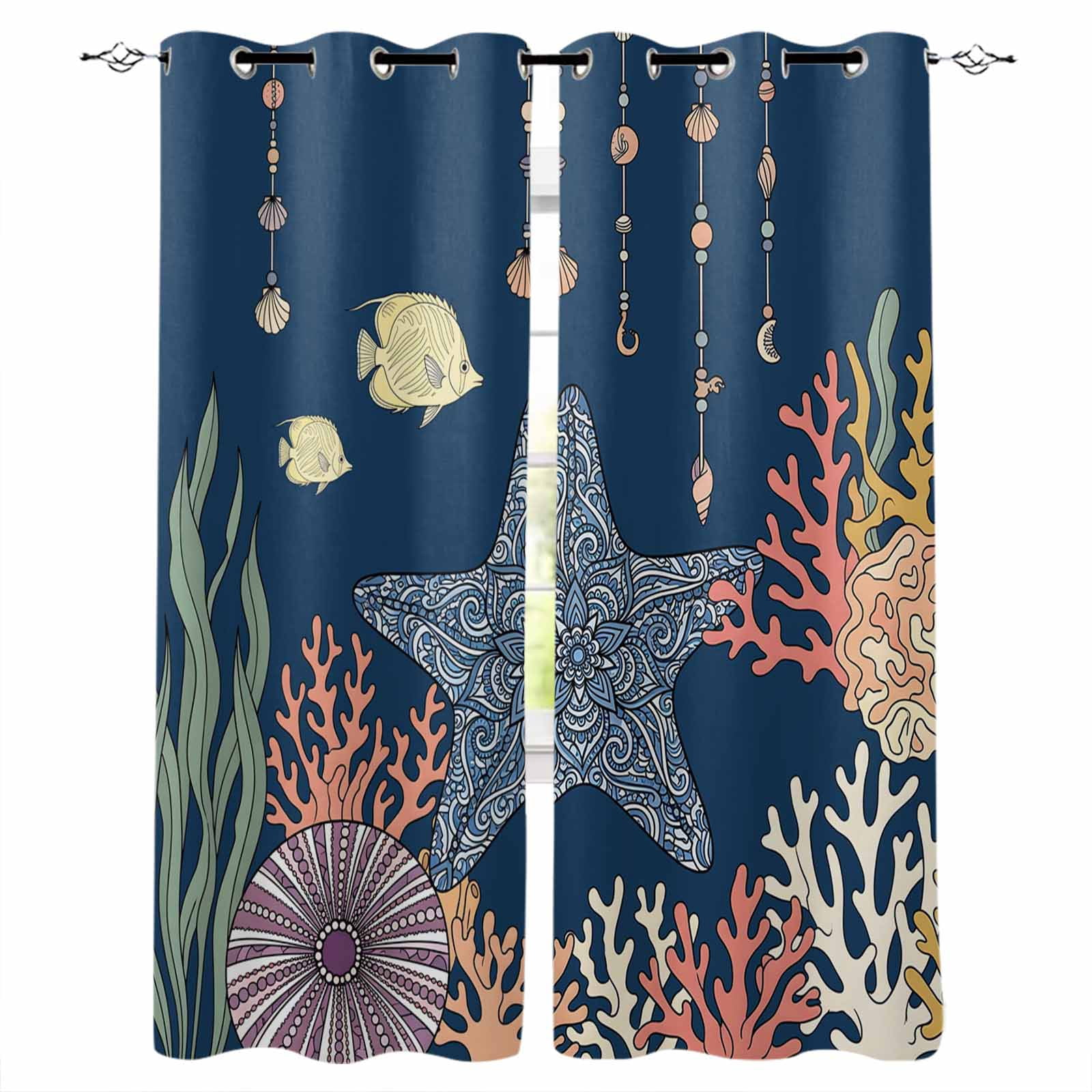 Coastal Starfish Blackout Curtains for Bedroom/Living Room, Thermal ...