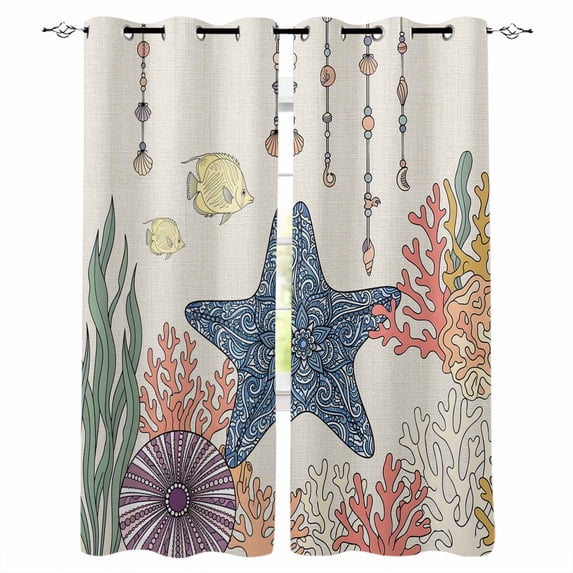 Coastal Starfish Blackout Curtains for Bedroom/Living Room, Thermal ...