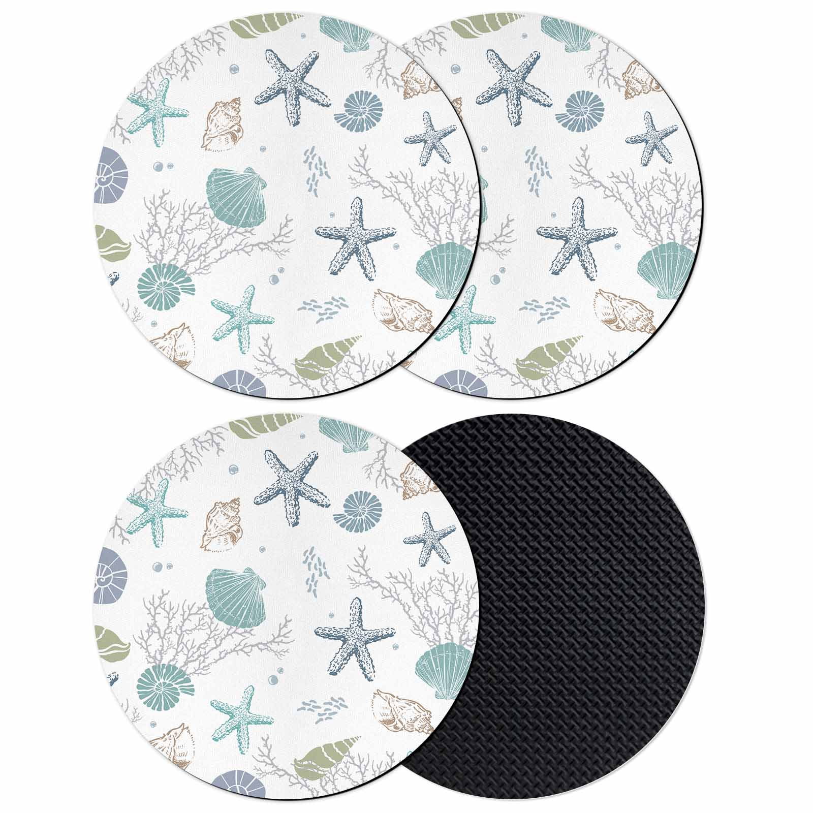 Coastal Starfish Coasters Set of 4, Ocean Coral Shell Beach Marine Life ...
