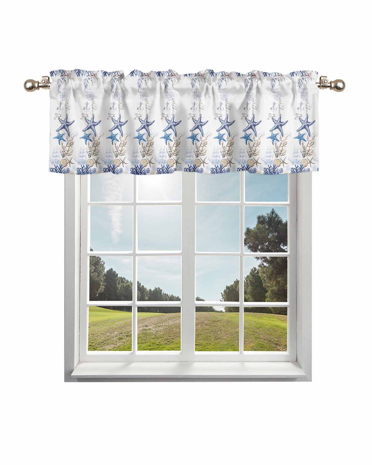 Coastal Starfish Curtain Valance for Windows/Living Room/Kitchen ...