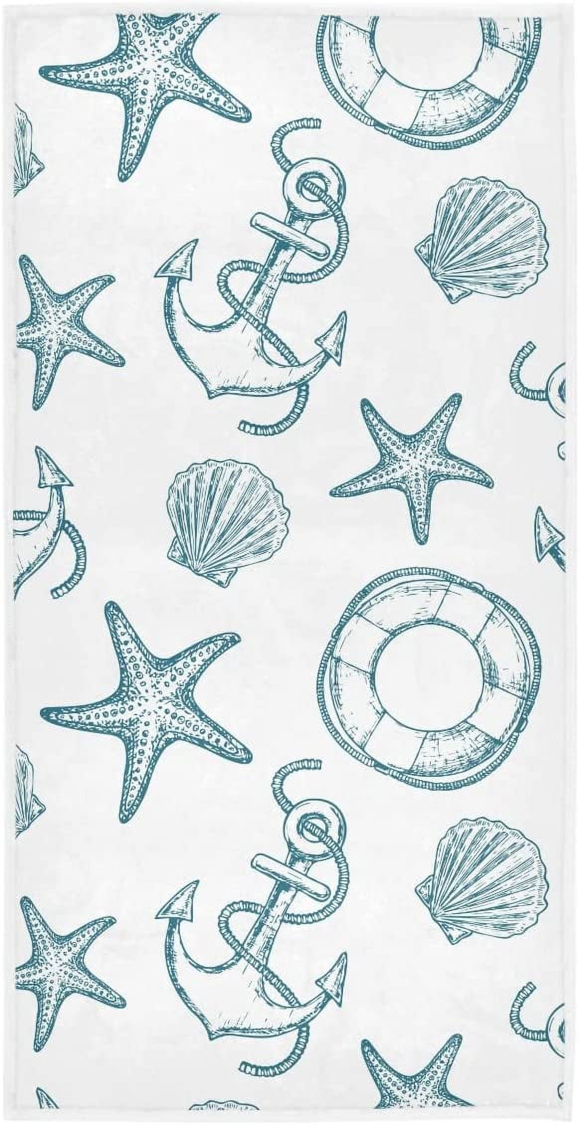 Coastal Starfish Shell Hand Bath Towel Seashell Ocean Creature ...