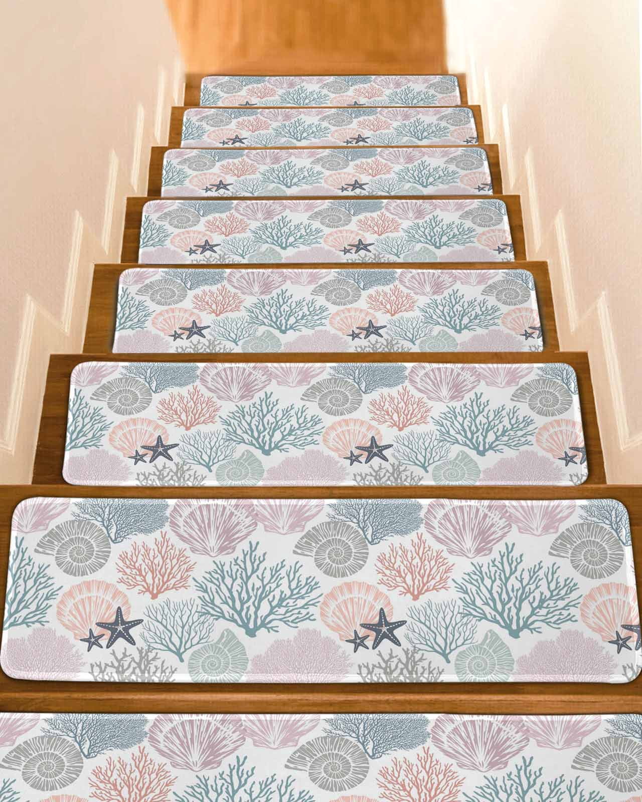 Coastal Starfish Stair Treads for Wooden Steps Indoor Runner Rug Carpet ...