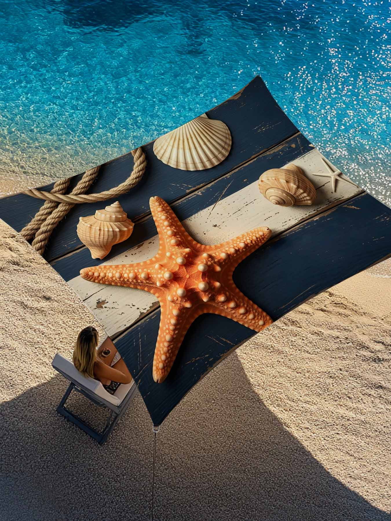 Coastal Starfish Sun Shade Sail 6.5' x 10', Nautical Life Orange ...