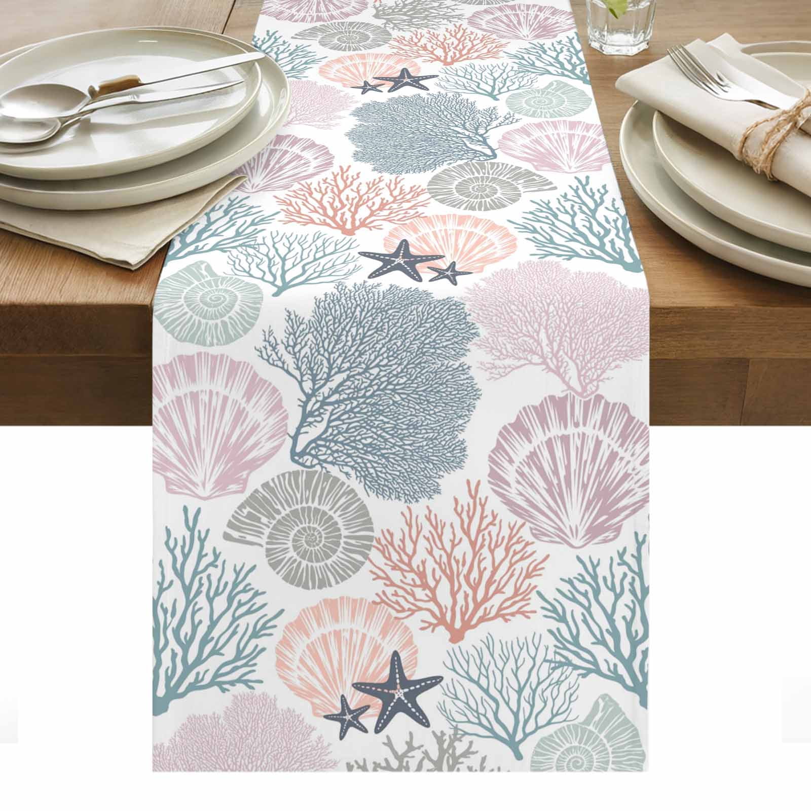 Coastal Starfish Table Runner - 70 Inch Long, Kitchen Dining Table ...