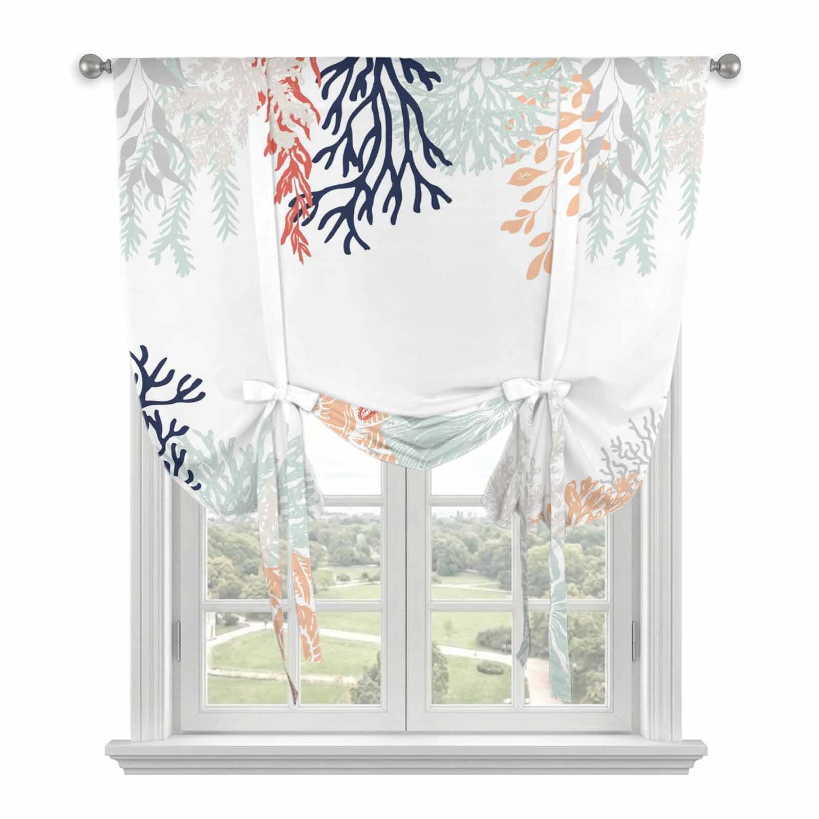 Coastal Starfish Tie Up Curtains for Window, Thermal Insulated Balloon ...