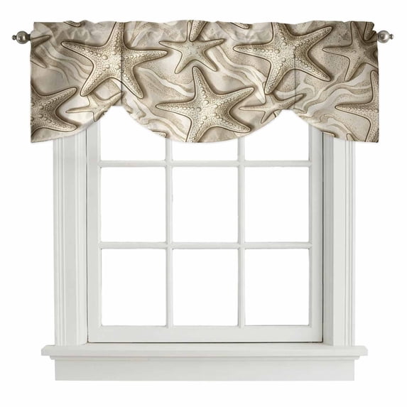 Coastal Starfish Tie Up Valance Curtains Beige Ocean Beach Marine ...