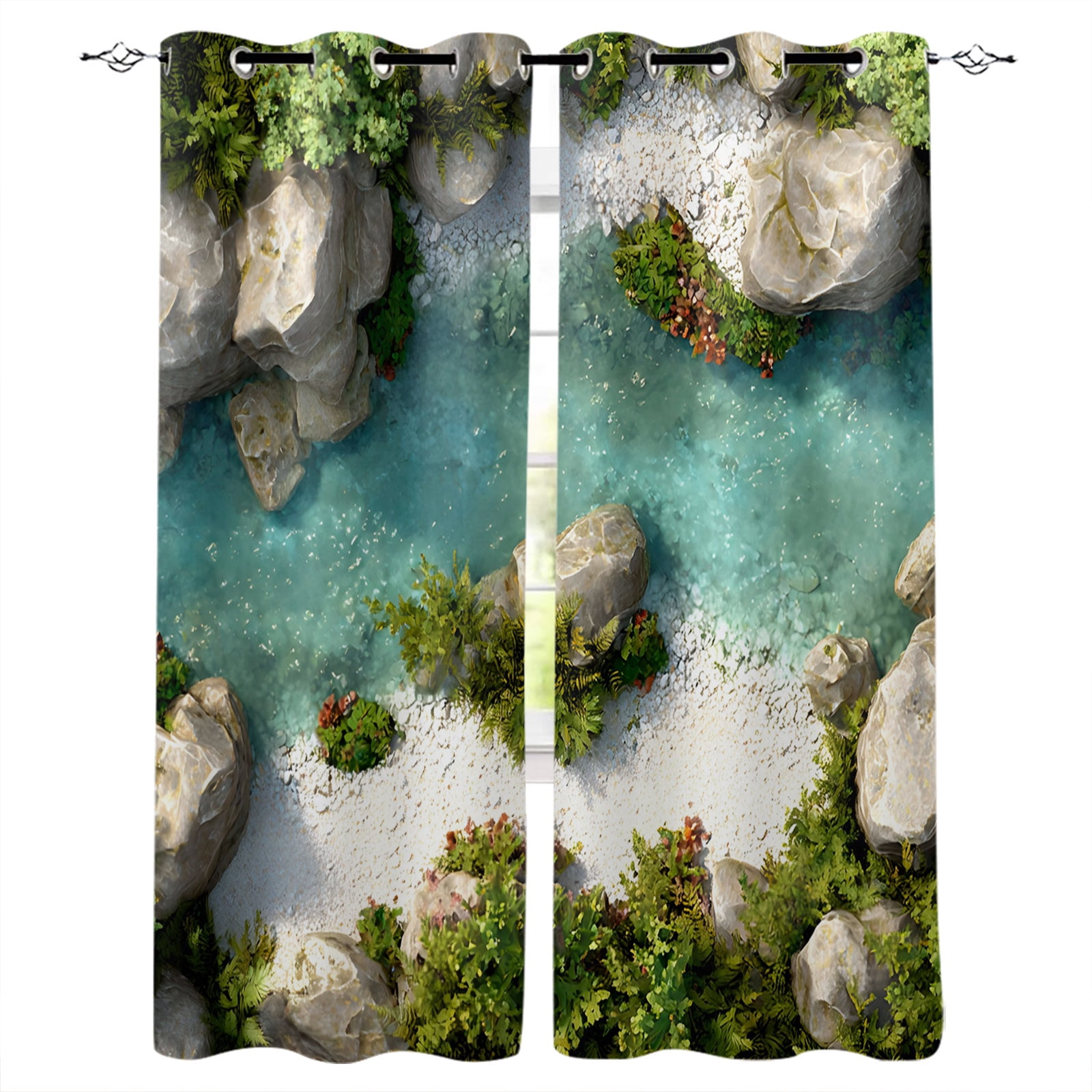 Coastal Stone Tropical Blackout Curtains for Bedroom Living Room ...