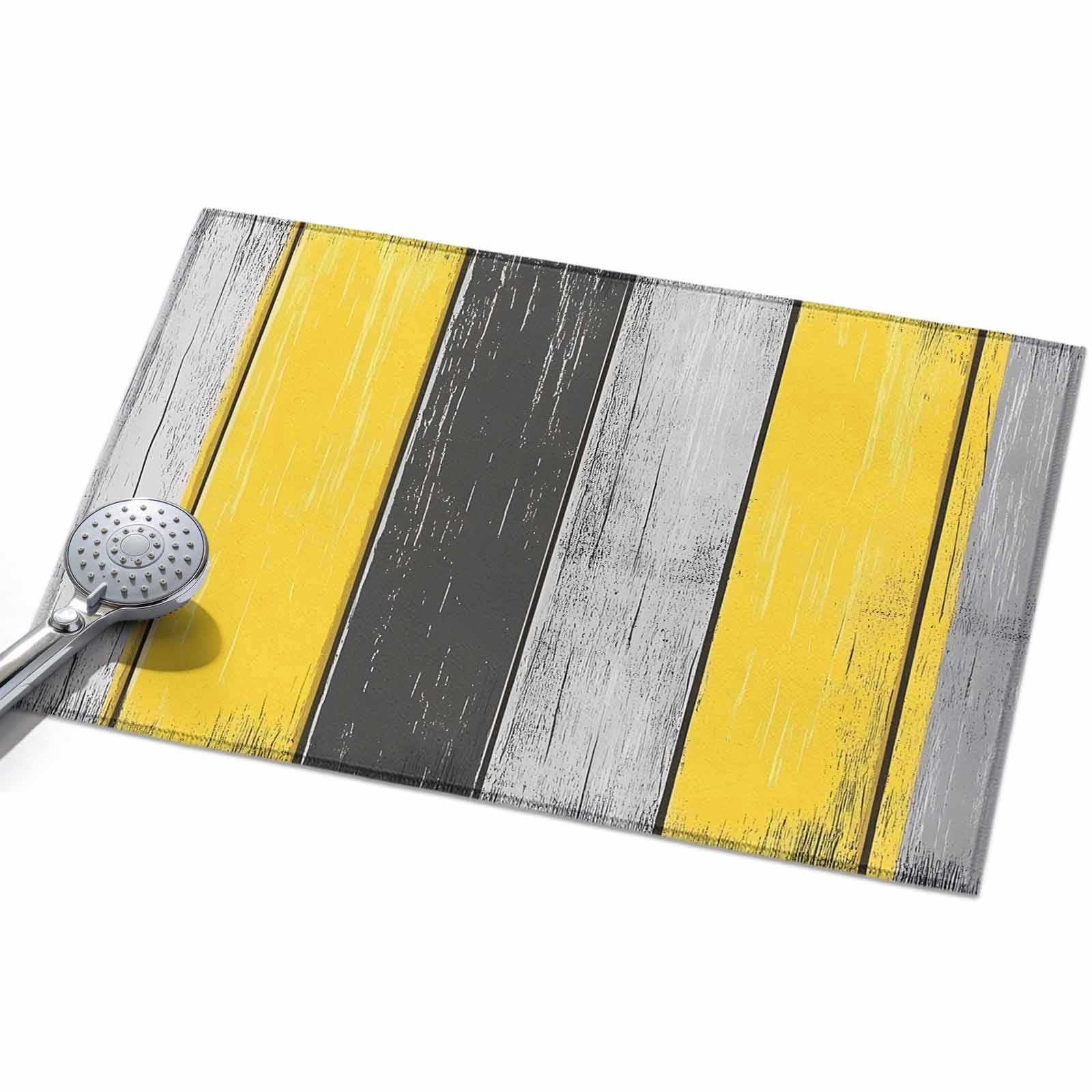 Coastal Style Area Rugs 2x3ft Vintage Gray Yellow Stripes Wood Texture ...