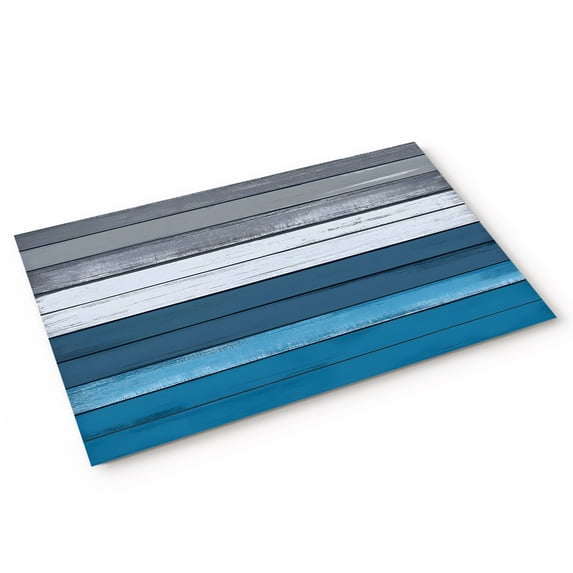 Coastal Style Door Mat Retro Blue Grey Stripe Wood Texture Non Slip ...