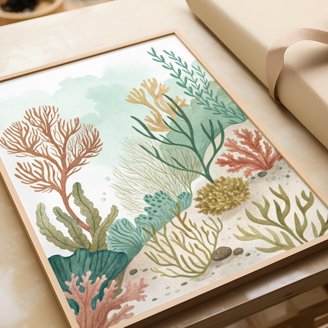 Coastal Style For The Botanical In Style Beige And Green Sea ...