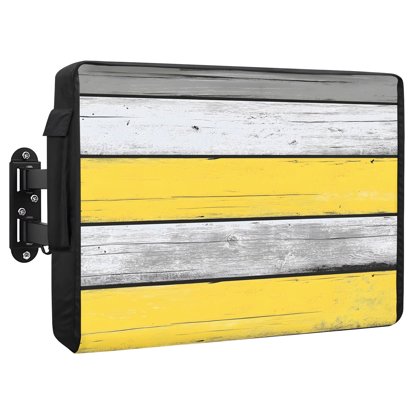 Coastal Style Outdoor TV Cover 52 to 55 Inch Retro Gray Yellow Stripes ...