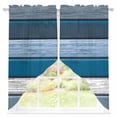 Coastal Style Sheer Curtains Swag Valances for Windows Retro Blue Grey ...