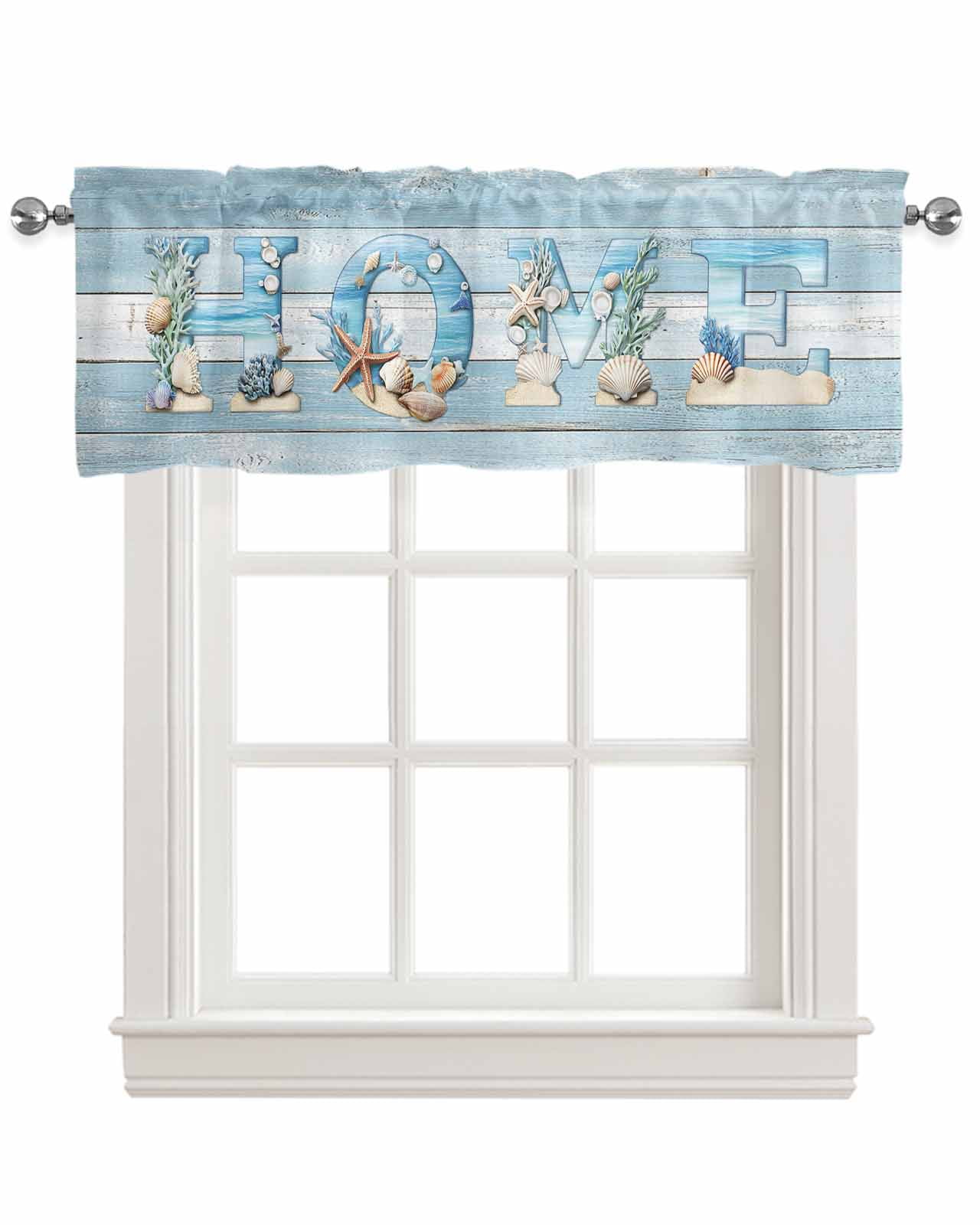 Coastal Summer Beach Kitchen Valances for Windows Farmhouse Linen ...