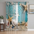 Coastal Summer Beach Sheer Curtains 84 Inch Length 2 Panels, Ocean ...