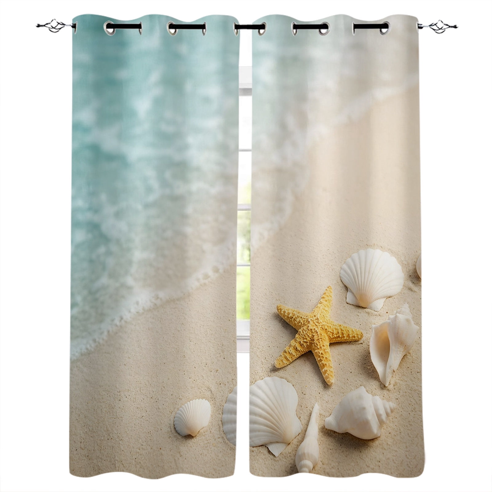 Coastal Summer Blackout Curtains for Bedroom Living Room Darkening ...