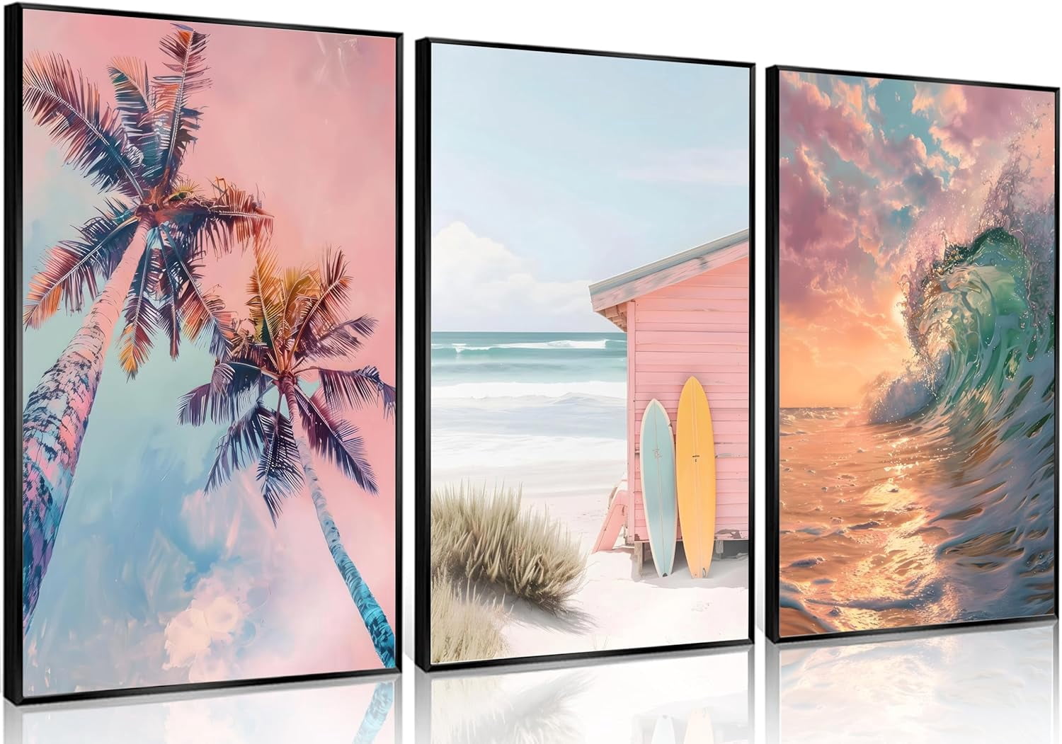 Coastal Summer Surf Canvas Wall Art Preppy Aesthetic Tropical Beach ...