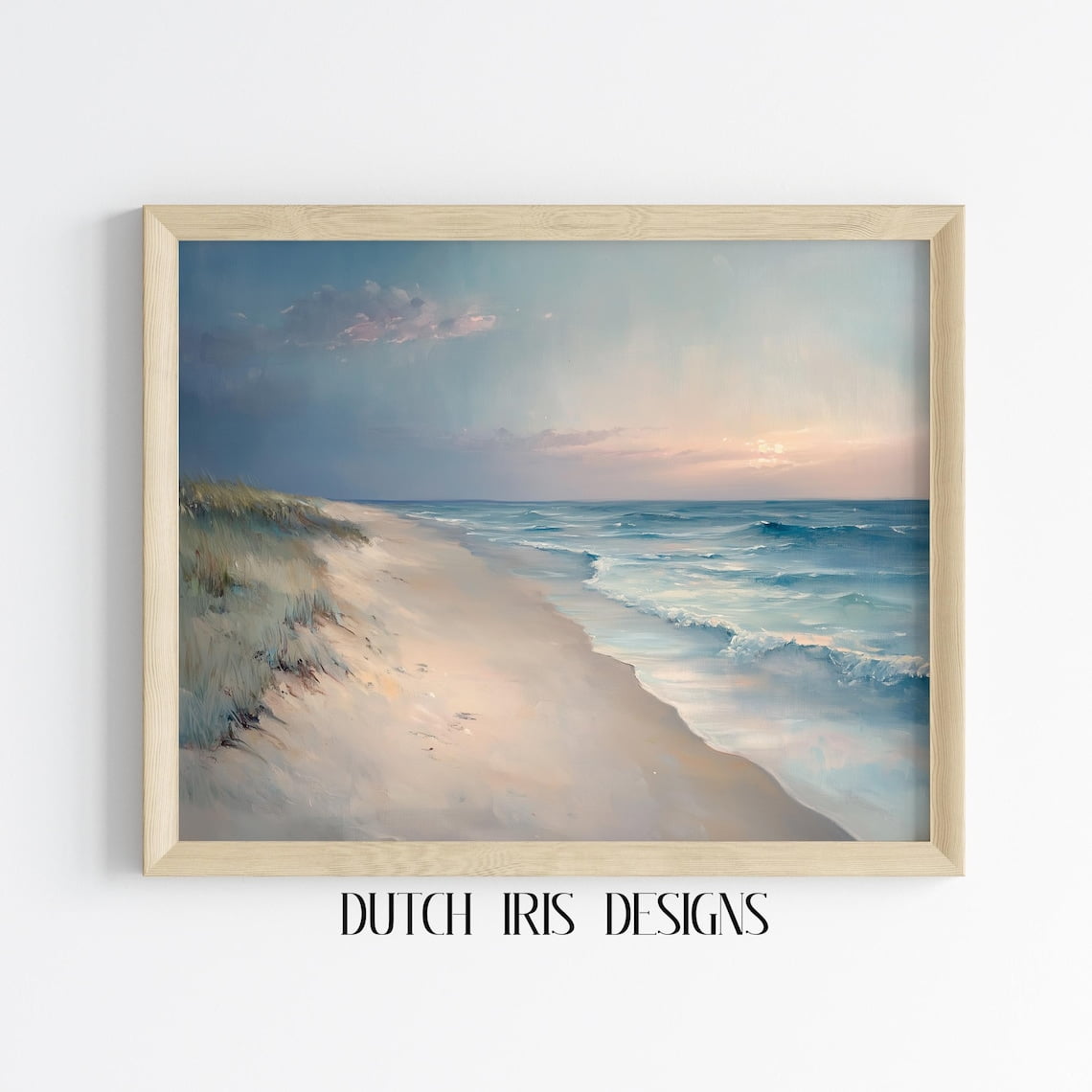 Coastal Sunset Beach Scene, Summer Seaside, Tranquil Ocean View Art ...