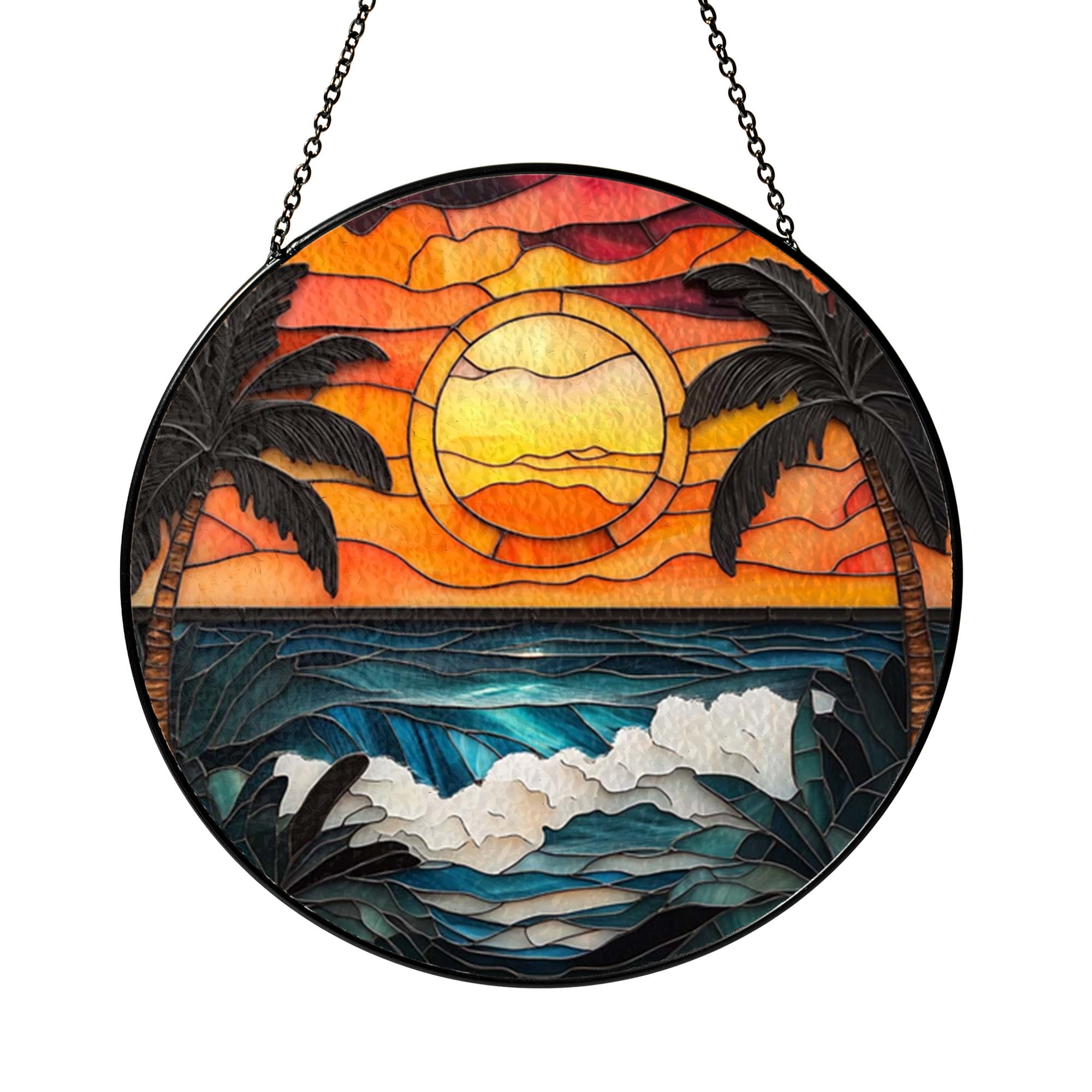 Coastal Sunset Beach Stained Glass Suncatcher – Window Decor2001 ...
