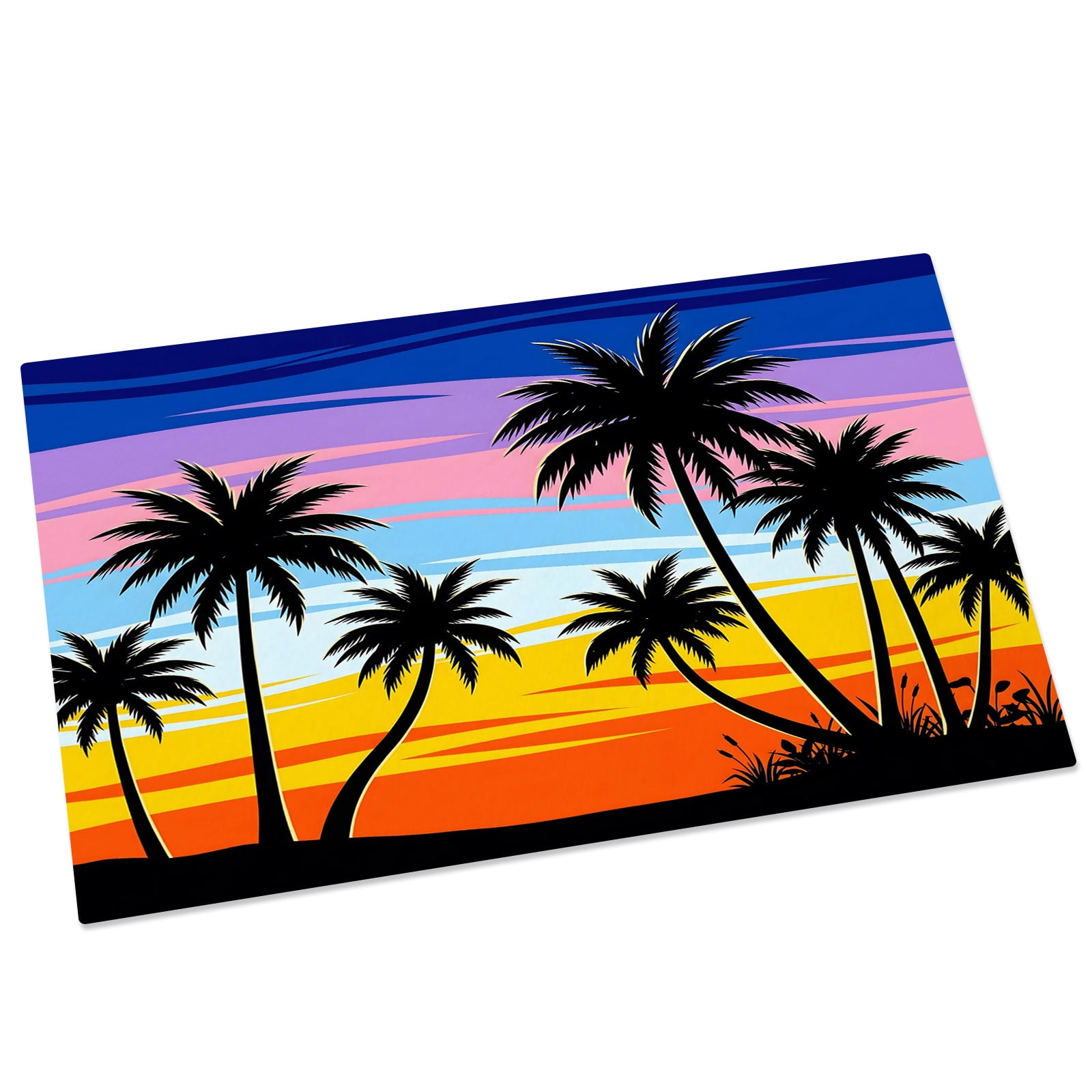 Coastal Sunset Door Mat 16x24 Inch Palm Trees Beach Ocean Summer ...