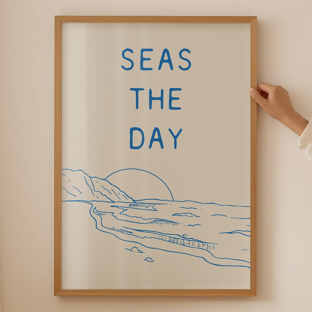 Coastal Sunset Line Art Print, Seas The Day UNFRAMED PAPER POSTER, Home ...
