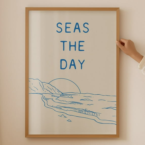 Coastal Sunset Line Art Print, Seas The Day UNFRAMED PAPER POSTER, Home ...