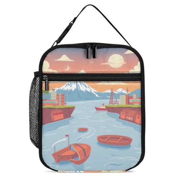 Coastal Sunset Scene Lunch Bag Cooler Warm Insulated Lunch Box School ...