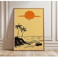 Coastal Sunset Surf Car Beach Scene Minimal Retro Art, Unframed Poster ...