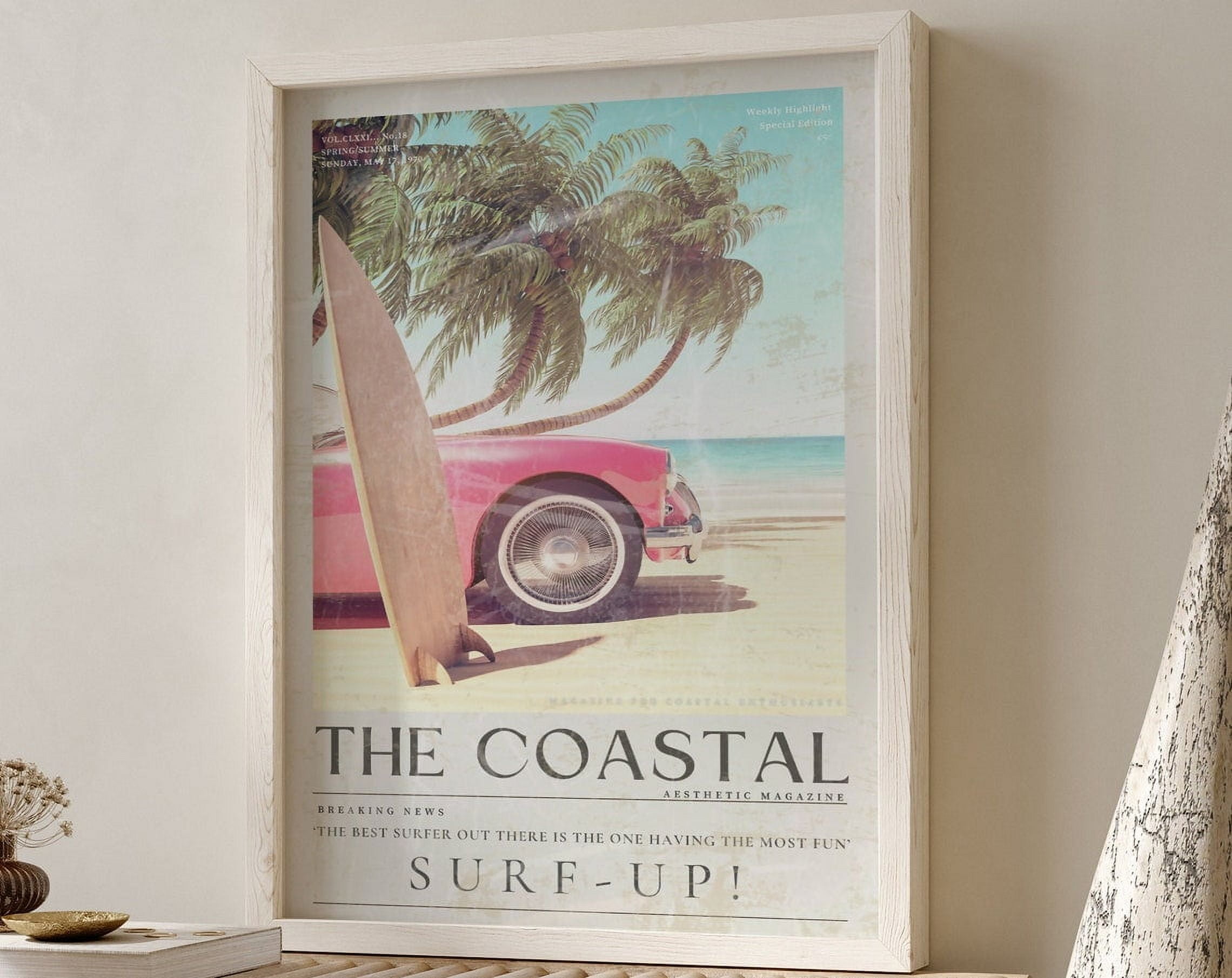 Coastal Surf Up Print Vintage Newspaper Surfer Wall Art Coastal Art ...