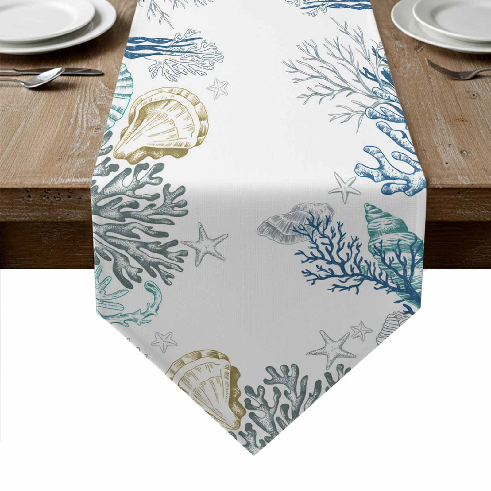 Coastal Table Runner Linen Burlap Table Runner 72 Inches Long Ocean ...