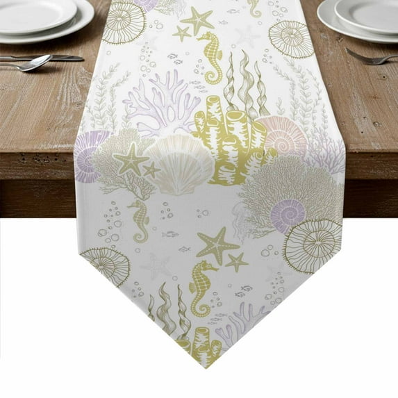 Coastal Table Runner Linen Burlap Table Runner 72 Inches Long Yellow ...
