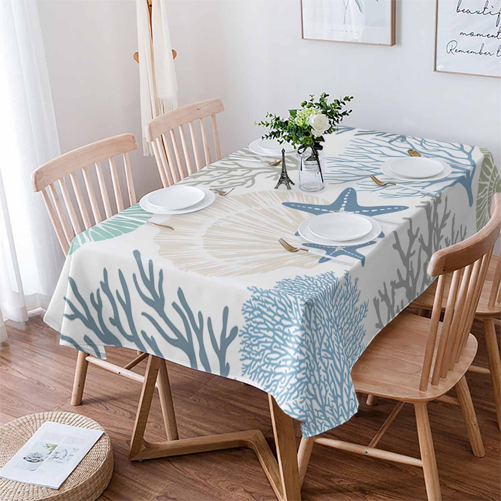 Coastal Tablecloth Rectangle Table Cloth 60x84 , Waterproof Tablecloth ...