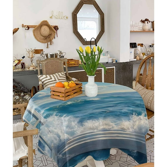 Coastal Tablecloth Square Table Cloth 60x60 , Waterproof Tablecloth ...