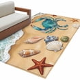Coastal Teal Crab Washable Area Rugs 2.7'x5', Beach Starfish Shell ...