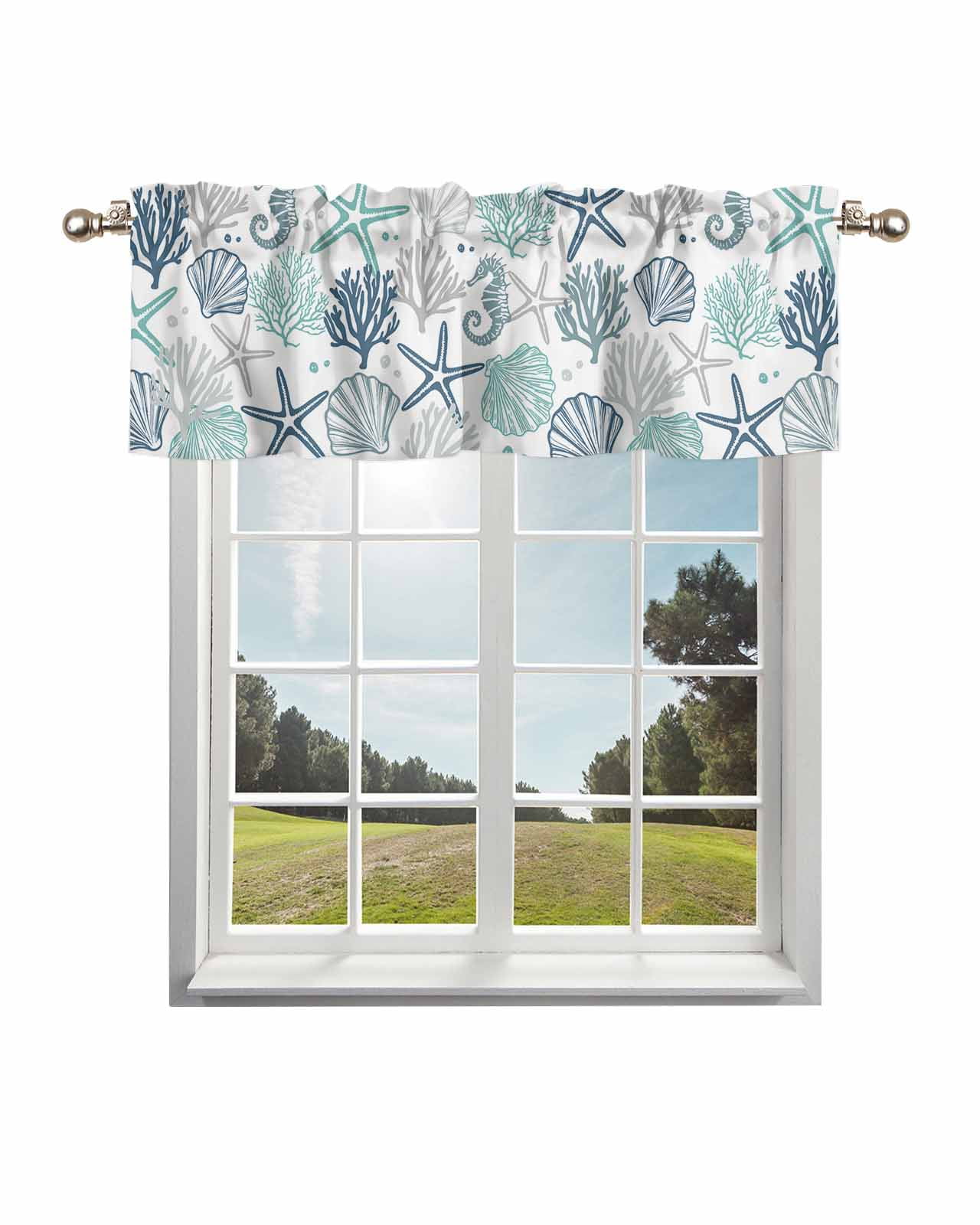 Coastal Teal Green Curtain Valance for Windows/Living Room/Kitchen ...
