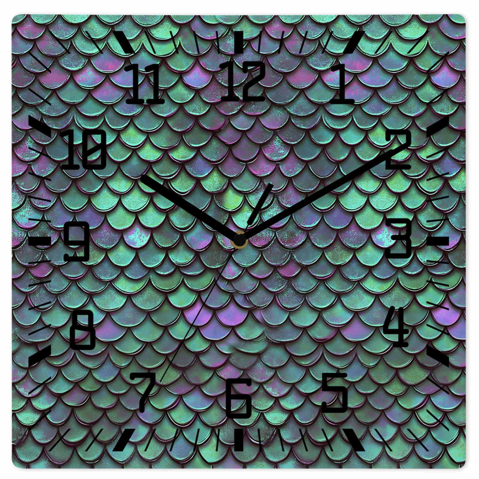 Coastal Teal Green Wooden Wall Clock Silent Non Ticking, Modern Ocean ...