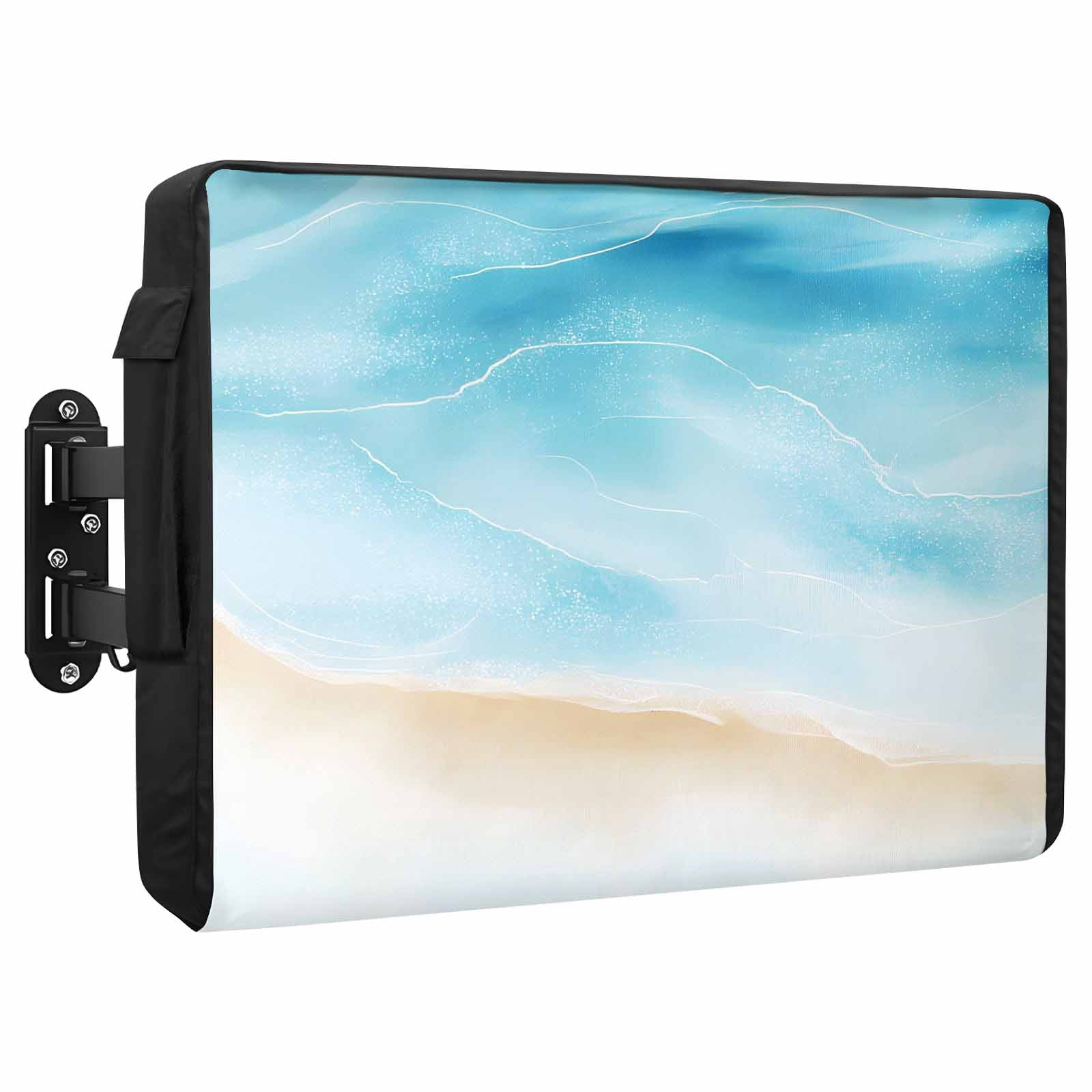 Coastal Teal Ocean Water Waterproof Outdoor TV Cover, Sandy Beach ...