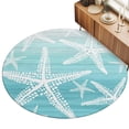 Coastal Teal Starfish Area Rugs 3.3' (Round) Nautical Ocean Summer ...